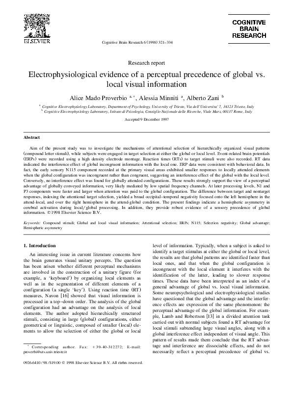 (PDF) Electrophysiological evidence of a perceptual precedence of global vs. local visual ...