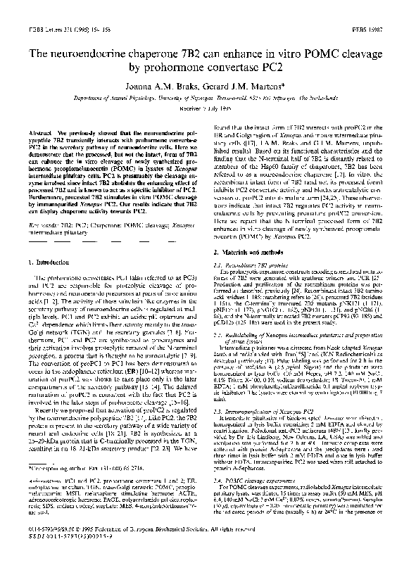 (PDF) The neuroendocrine chaperone 7B2 can enhance in vitro POMC cleavage by prohormone ...