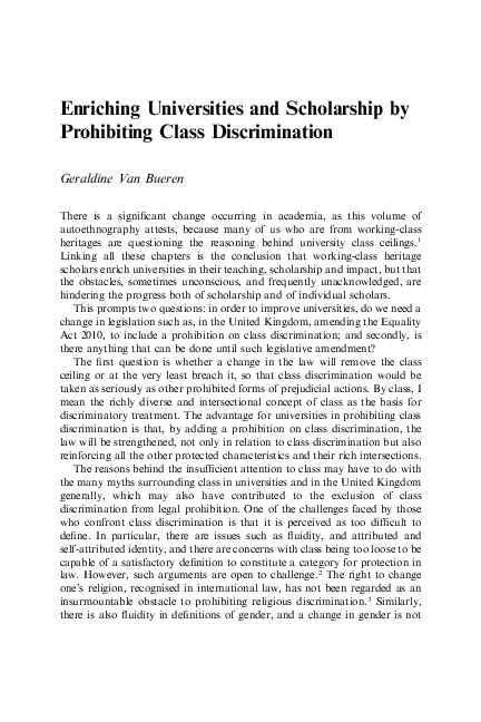 (PDF) Enriching Universities and Scholarship by Prohibiting Class ...