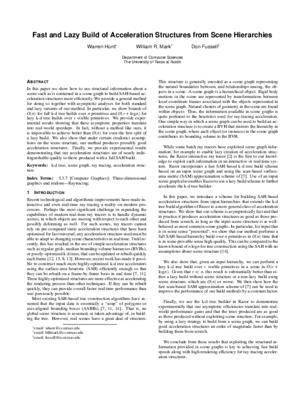 (PDF) Fast and Lazy Build of Acceleration Structures from Scene Hierarchies