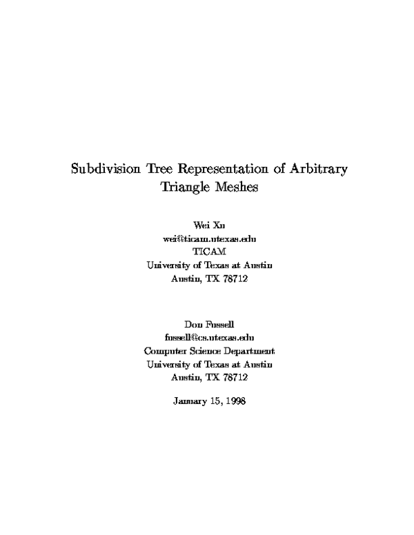 (PDF) Subdivision Tree Representation of Arbitrary Triangle Meshes