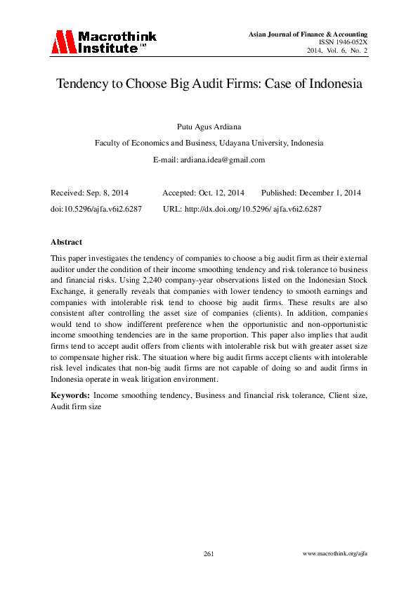 (PDF) Choosing Large Audit Firms in Indonesia