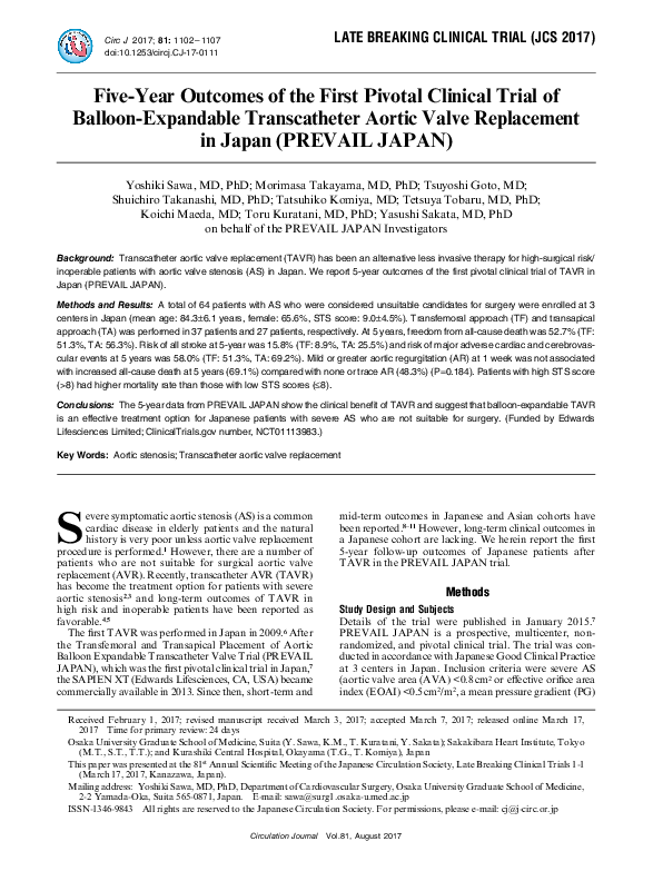 (PDF) Five-Year Outcomes of the First Pivotal Clinical Trial of Balloon ...