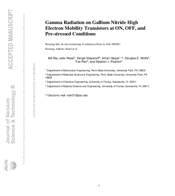 (PDF) Gamma radiation on gallium nitride high electron mobility ...