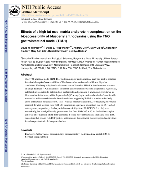 (PDF) Effects of a high fat meal matrix and protein complexation on the ...