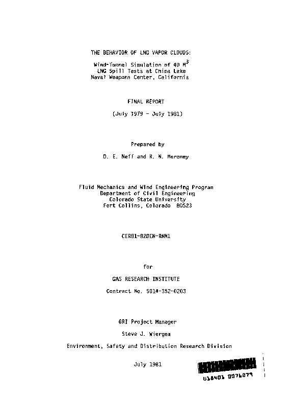 (PDF) Behavior of LNG vapor clouds: wind-tunnel tests on the modeling ...