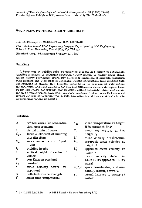 (PDF) Wind flow patterns about buildings