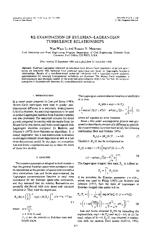 (PDF) Re-examination of Eulerian-Lagrangian turbulence relationships