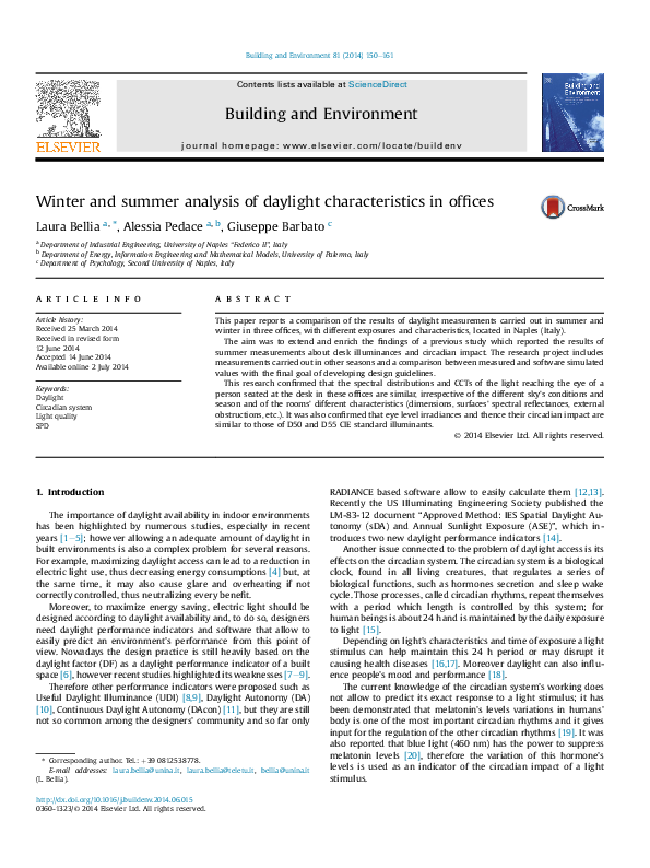 (PDF) Winter and summer analysis of daylight characteristics in offices