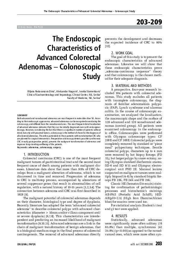 (PDF) The Endoscopic Characteristics of Advanced Colorectal Adenomas ...