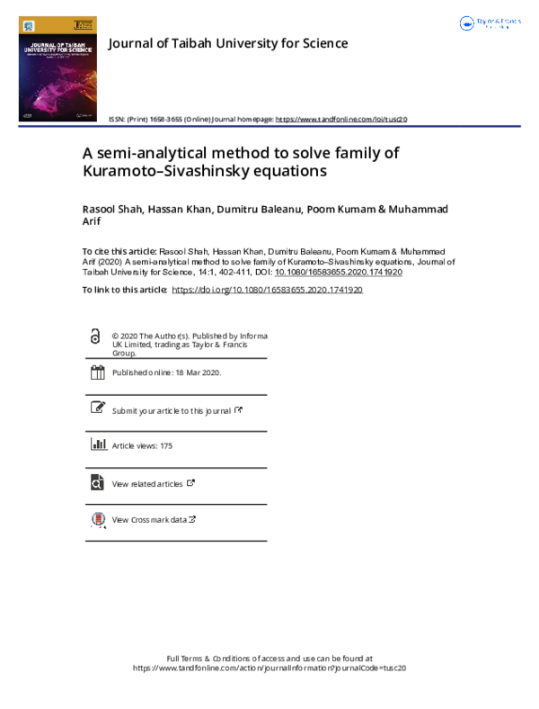 (PDF) A semi-analytical method to solve family of Kuramoto–Sivashinsky ...
