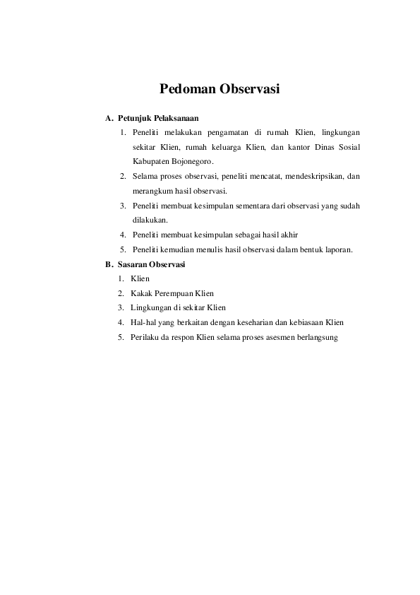 (PDF) Pedoman Observasi & Wawancara Psikologi