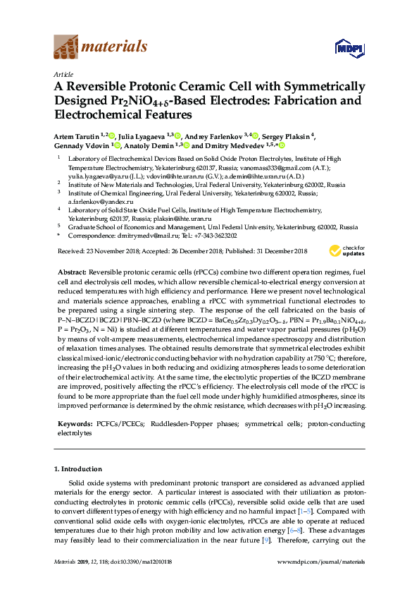 (PDF) A Reversible Protonic Ceramic Cell with Symmetrically Designed Pr ...