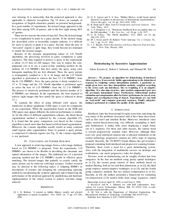 (PDF) Deinterlacing by successive approximation