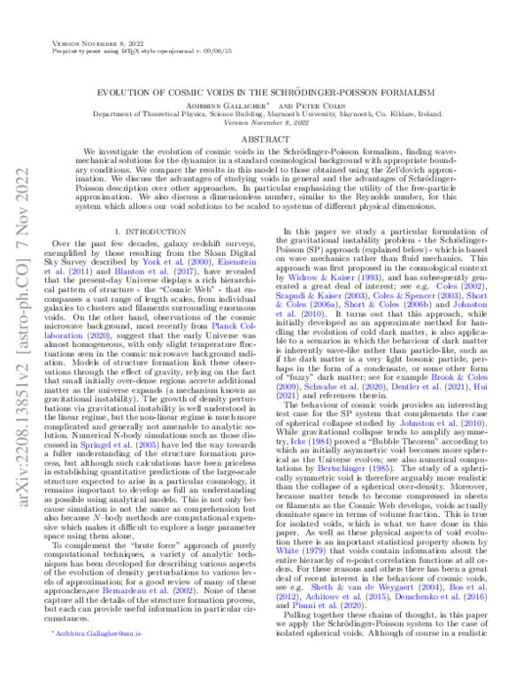 (PDF) Evolution of Cosmic Voids in the Schrödinger-Poisson Formalism ...