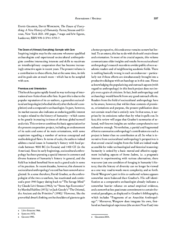 (PDF) Review - David Graeber, David Wengrow, The Dawn of Everything: A ...