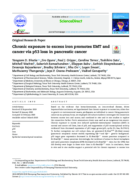 (PDF) Chronic exposure to excess iron promotes EMT and cancer via p53 ...