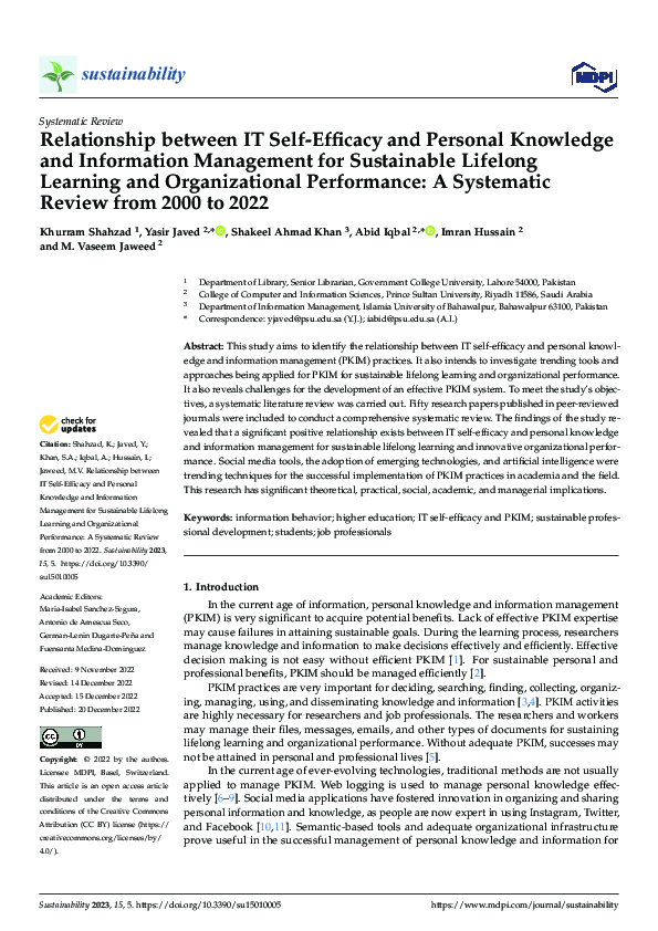 (PDF) Relationship between IT Self-Efficacy and Personal Knowledge and ...