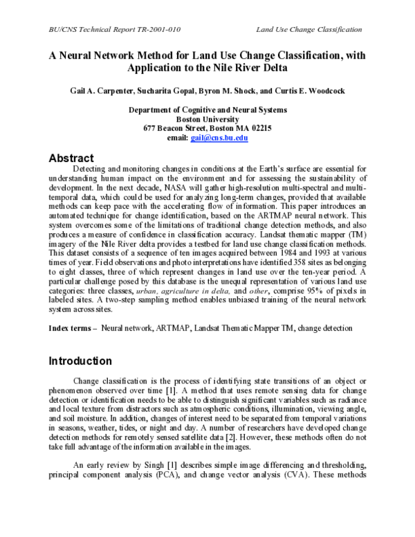 (PDF) Land Use Change Classification A Neural Network Method for Land ...