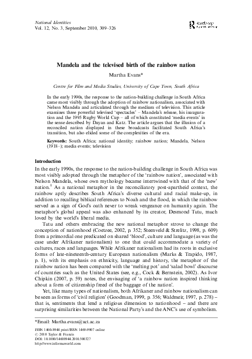 (PDF) Mandela and the televised birth of the rainbow nation