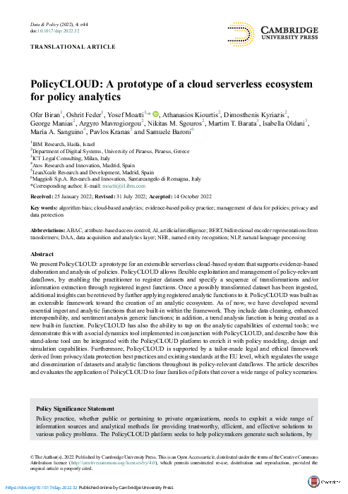(PDF) PolicyCLOUD: A prototype of a cloud serverless ecosystem for ...