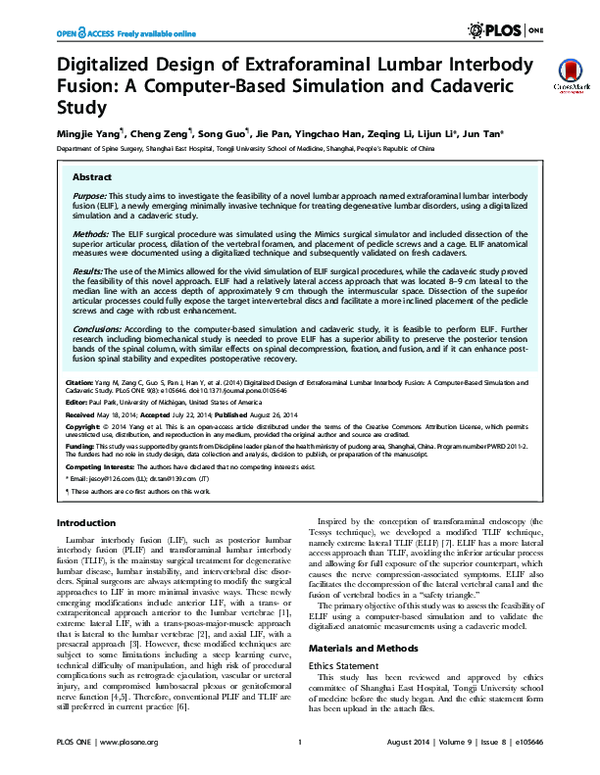 (PDF) Digitalized Design of Extraforaminal Lumbar Interbody Fusion: A Computer-Based Simulation ...