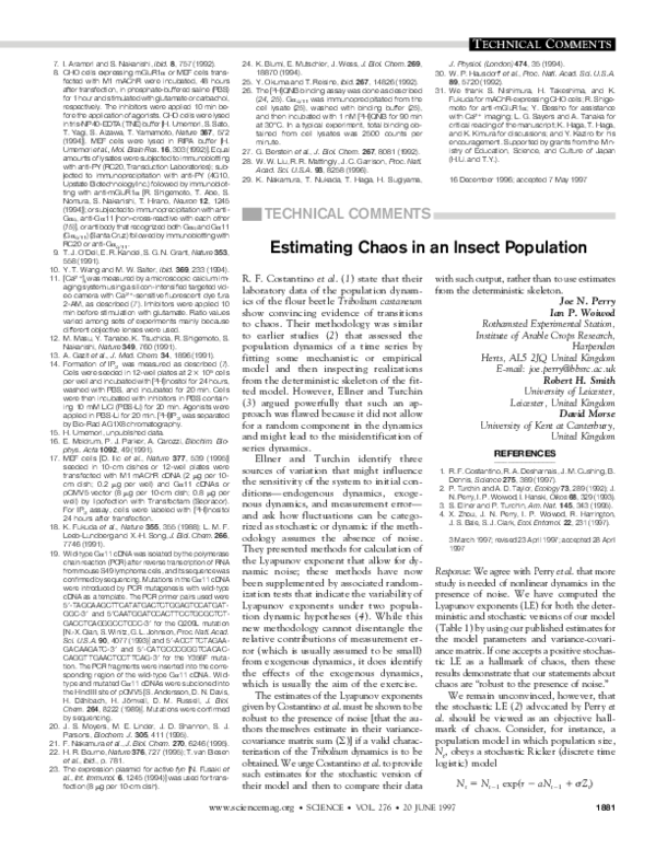 (PDF) Estimating Chaos in an Insect Population