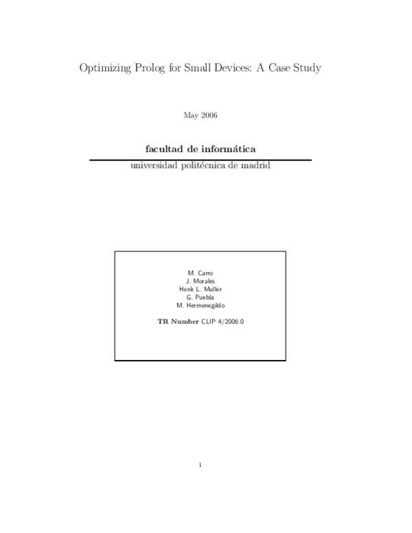 (PDF) Optimizing Prolog for Small Devices: A Case Study