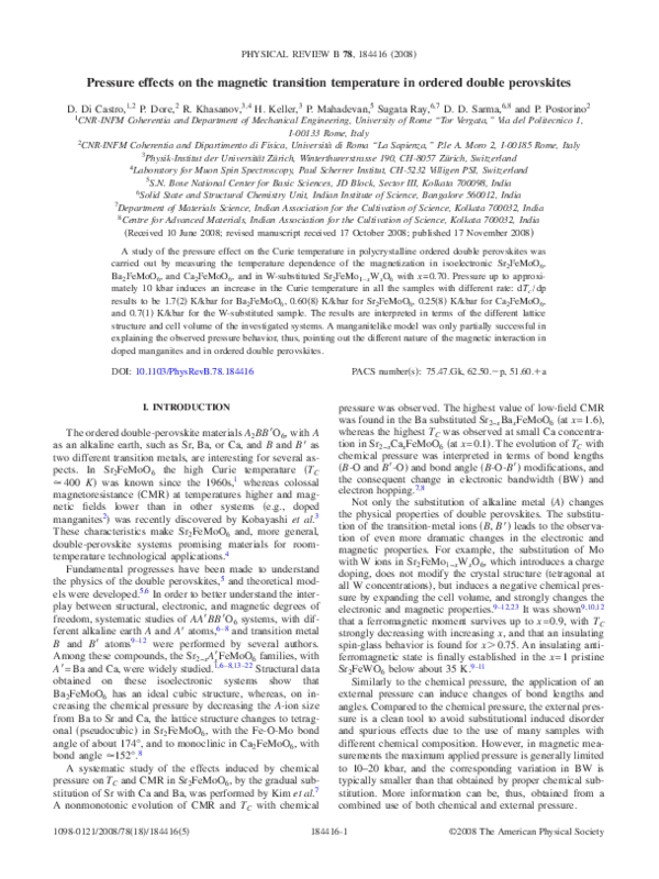 (PDF) Pressure effects on the magnetic transition temperature in ...