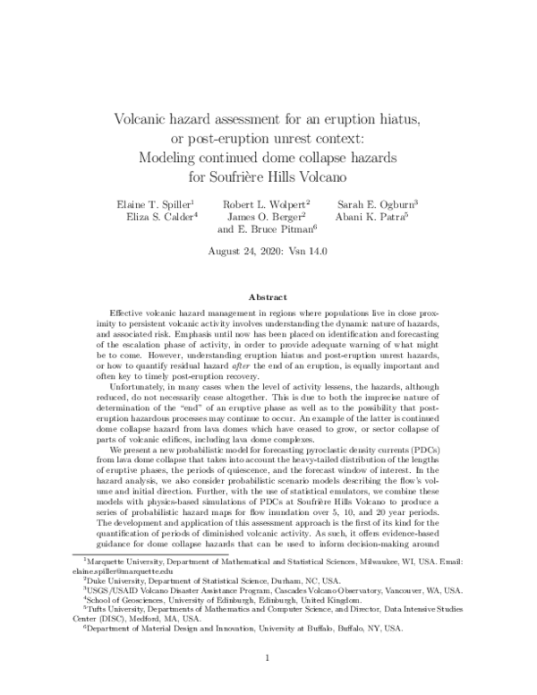 (PDF) Volcanic Hazard Assessment for an Eruption Hiatus, or Post-eruption Unrest Context ...