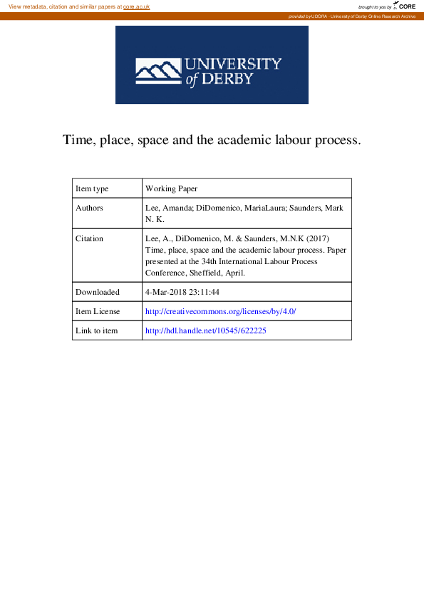 (PDF) Time, place, space and the academic labour process