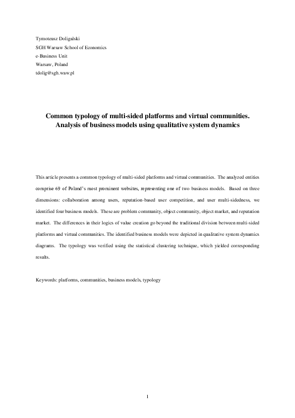 (PDF) Common typology of multi-sided platforms and virtual communities ...