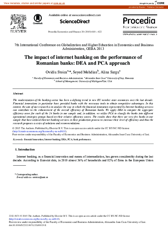 (PDF) The Impact of Internet Banking on the Performance of Romanian ...
