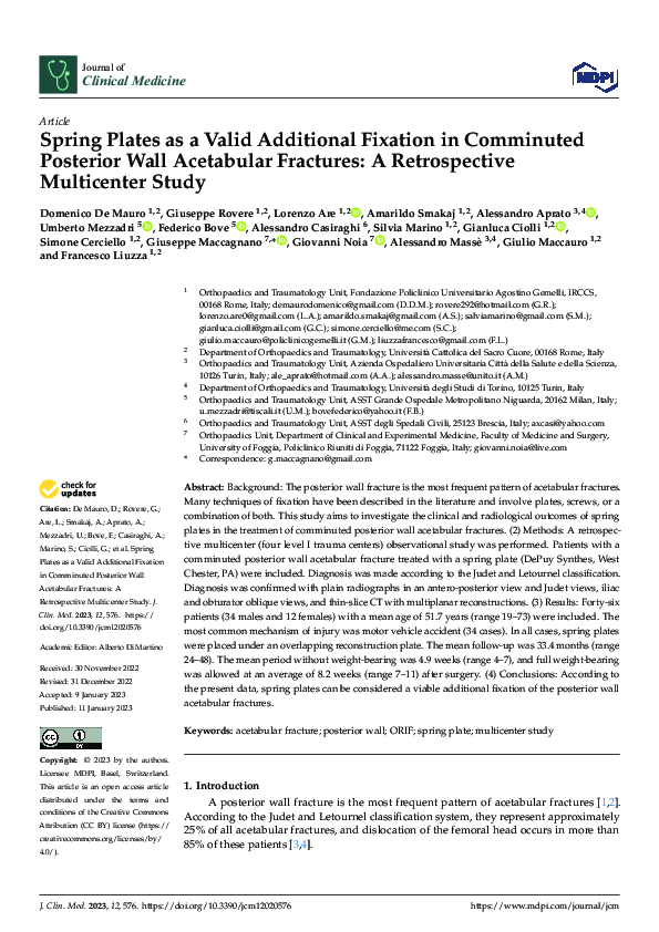(PDF) Spring Plates as a Valid Additional Fixation in Comminuted ...