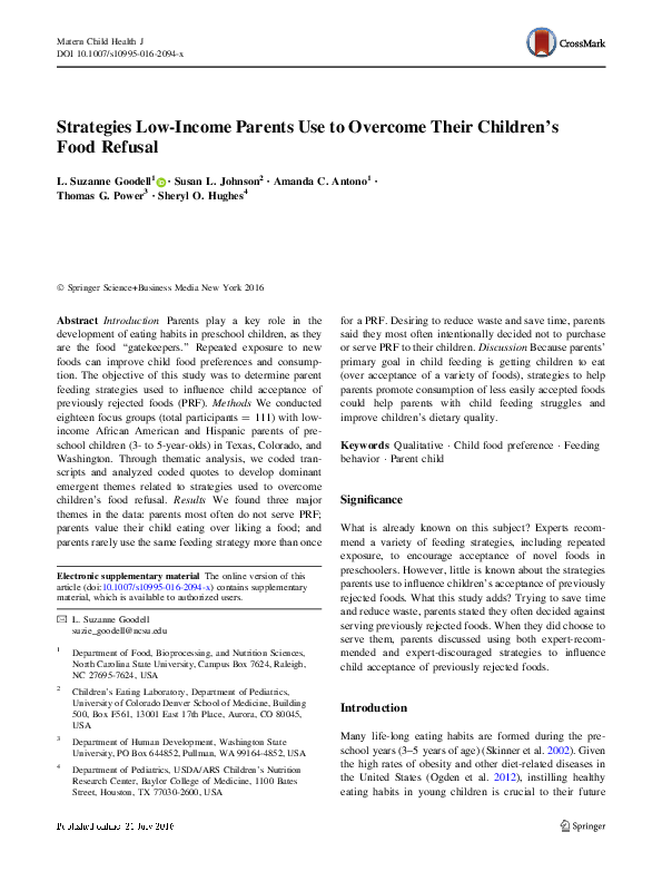 (PDF) Strategies Low-Income Parents Use to Overcome Their Children's ...