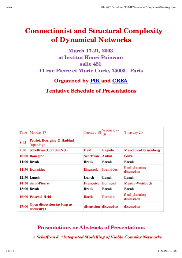 (PDF) Connectionist and Structural Complexity of Dynamical Networks