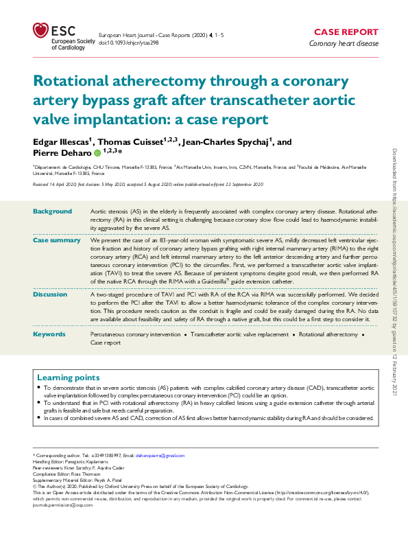 (PDF) Rotational atherectomy through a coronary artery bypass graft ...