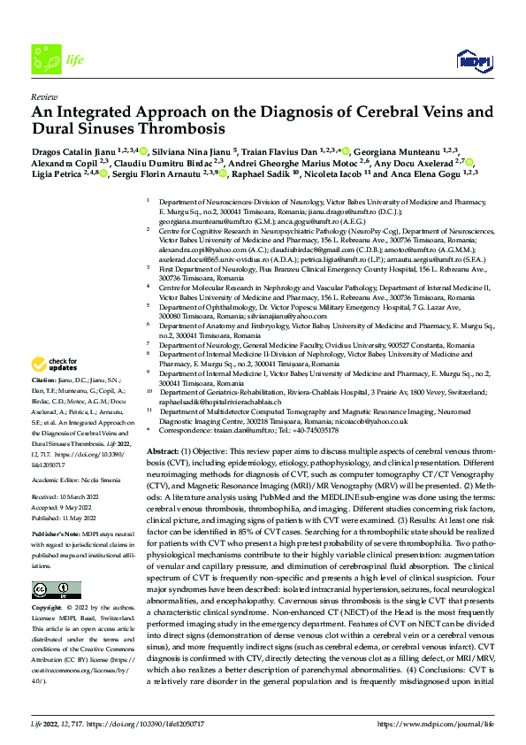 (PDF) An Integrated Approach on the Diagnosis of Cerebral Veins and ...