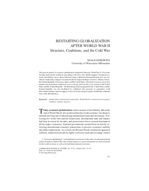 (PDF) Restarting Globalization after World War II
