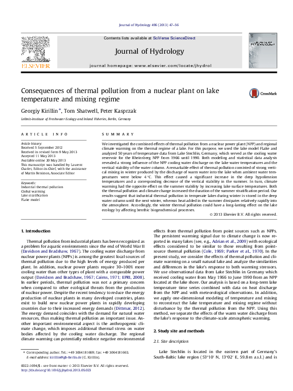 (PDF) Consequences of thermal pollution from a nuclear plant on lake ...