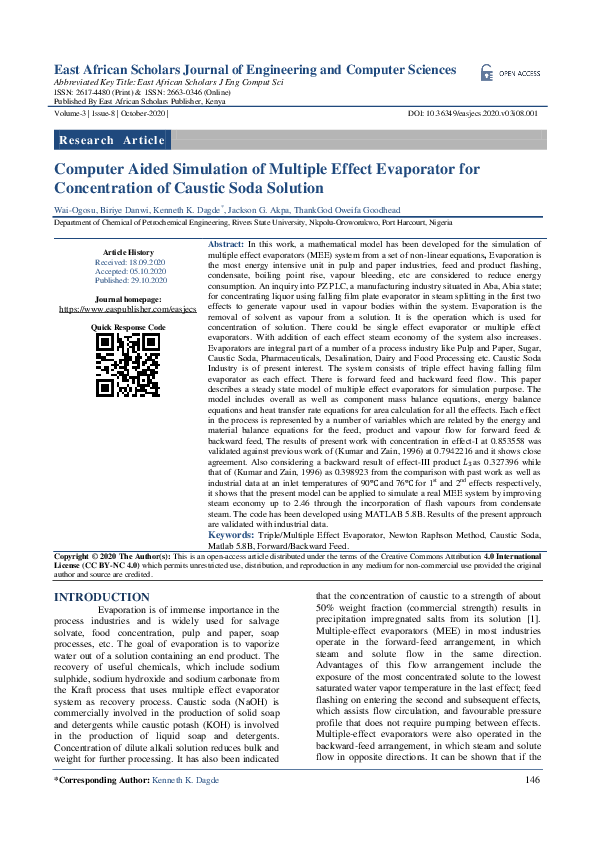 (PDF) Computer Aided Simulation of Multiple Effect Evaporator for Concentration of Caustic Soda ...