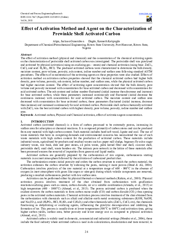 (PDF) Effect of Activation Method and Agent on the Characterization of ...