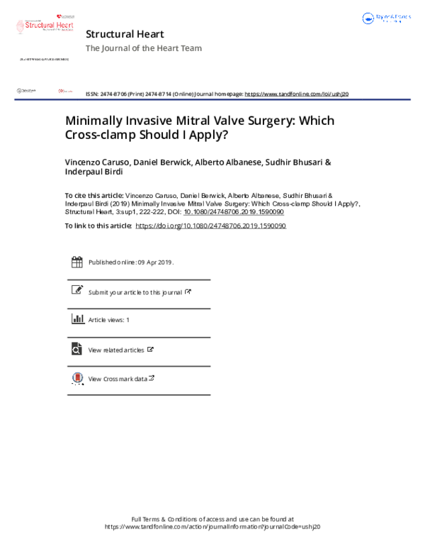 (PDF) Minimally Invasive Mitral Valve Surgery: Which Cross-clamp Should ...