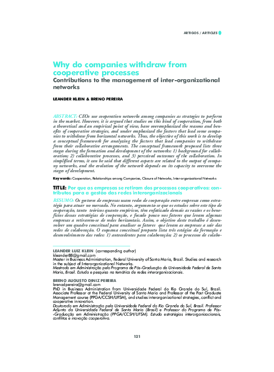 (PDF) Why do companies withdraw from cooperative processes ...