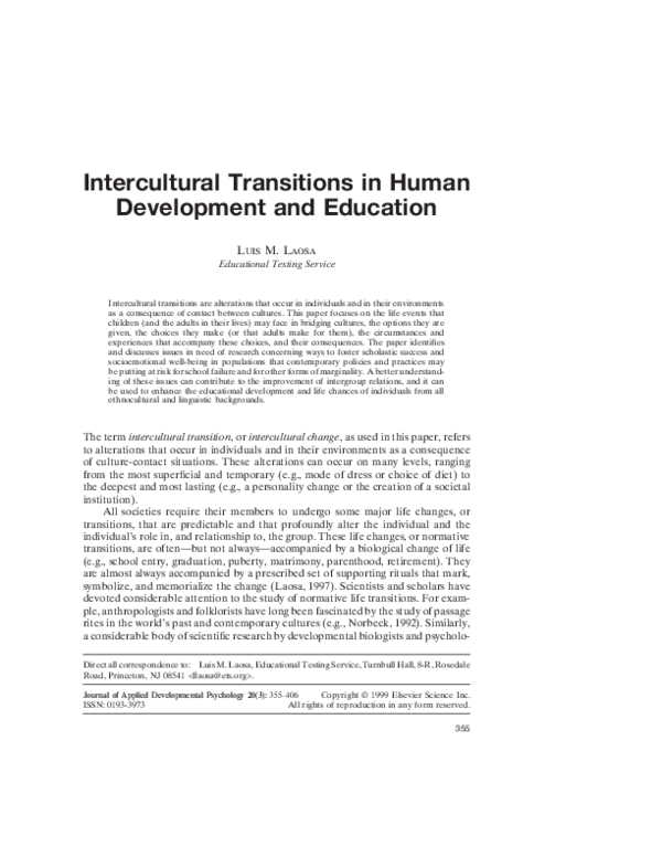 (PDF) Intercultural Transitions in Human Development and Education