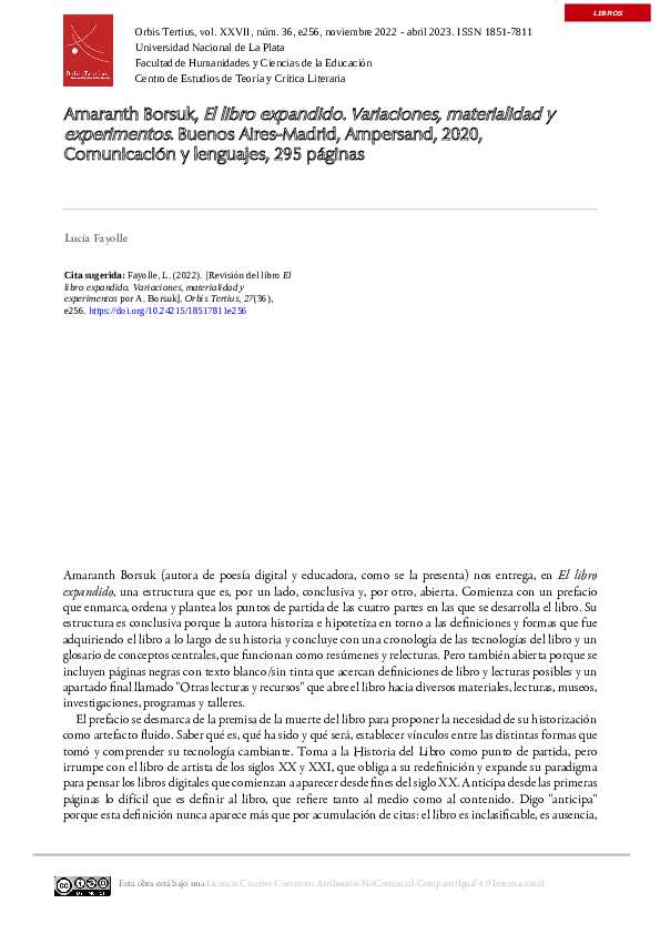 (PDF) Amaranth Borsuk, El libro expandido. Variaciones, materialidad y ...