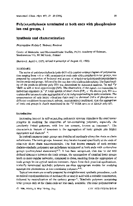 (PDF) Poly(oxyethylene)s terminated at both ends with phosphonium ion ...