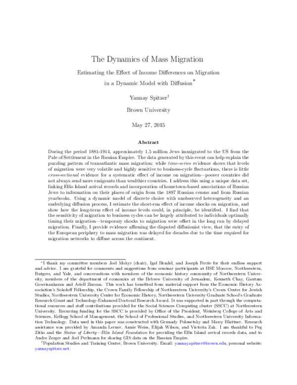 (PDF) The Dynamics of Mass Migration