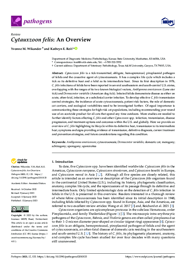 (PDF) Cytauxzoon felis: An Overview