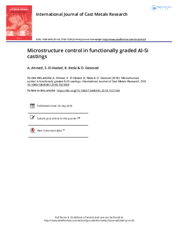 (PDF) Microstructure control in functionally graded Al-Si castings